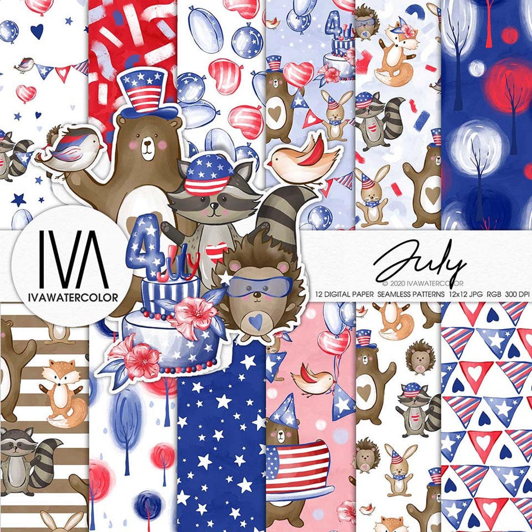 4 of July Digital Paper Pack,4th of July Decor USA Independence Day ...