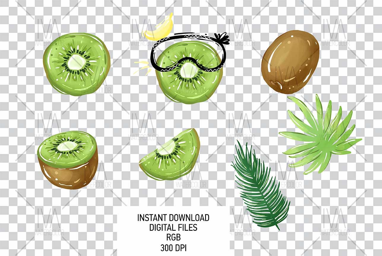 Tropical Fruit Clipart Pineapple, Banana Clipart, Orange, Kiwi ...