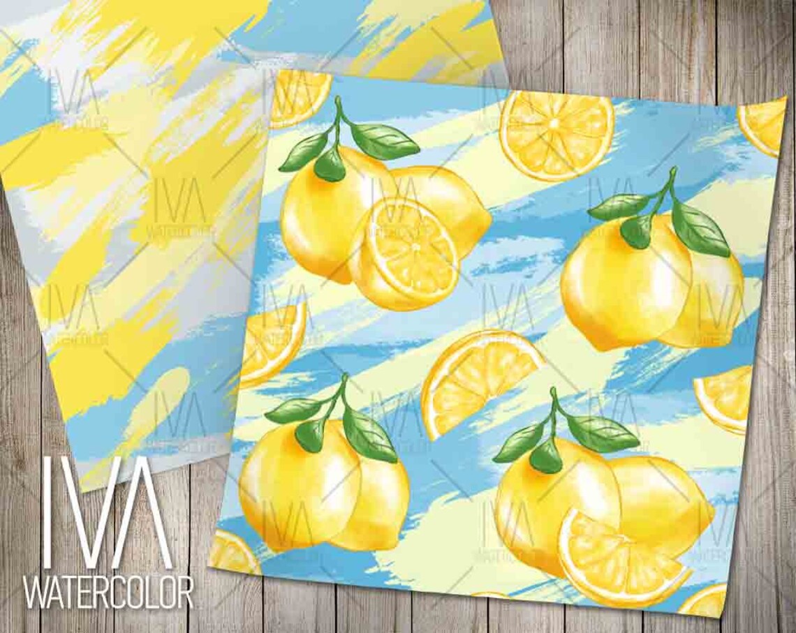 Lemon Digital Paper Lemonade Cocktail Summer Yellow Green - Etsy