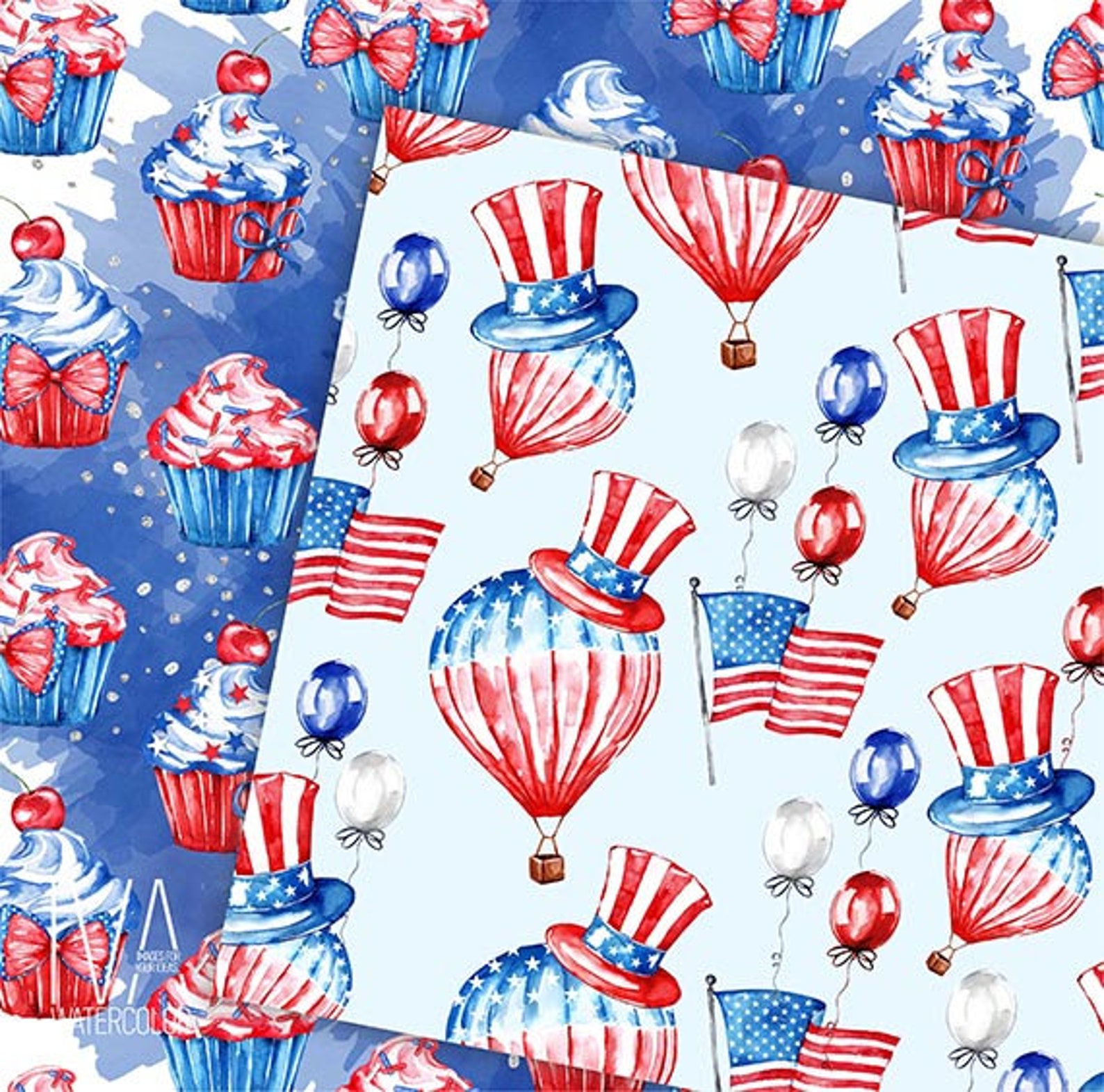 4th of July Digital Paper Pack, 4th of July Decor, USA Independence Day ...