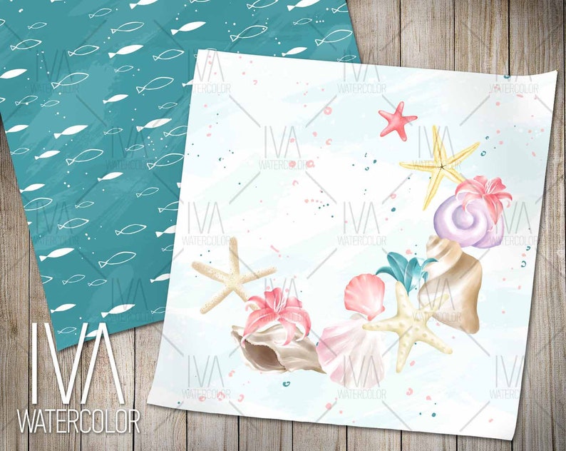 Sea Nautical Summer Digital Paper Pack, Sea Wedding Digital Paper Pack ...