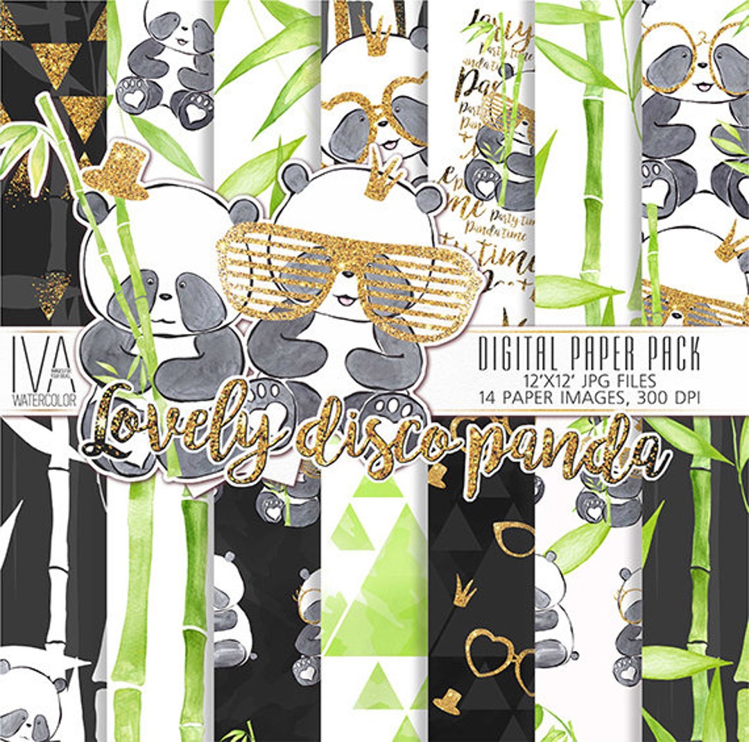 Panda Digital Paper Pack Exotic and Green Digital Paper - Etsy