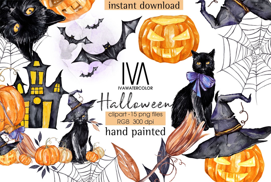 Watercolor Halloween Clipart, Halloween Sublimation Png, Halloween ...