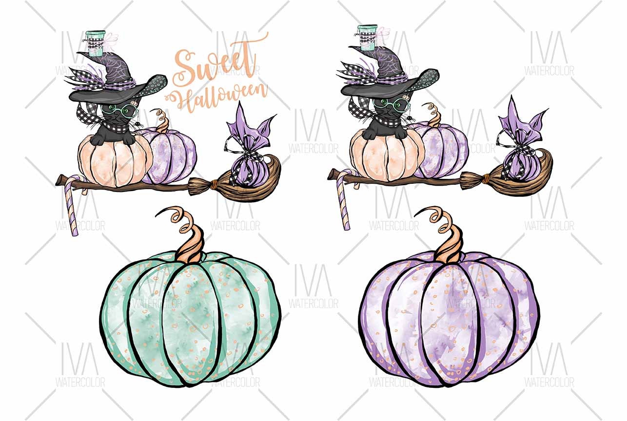 Halloween Clipart, Halloween Scrapbook, Hat, Black Cat Clipart ...