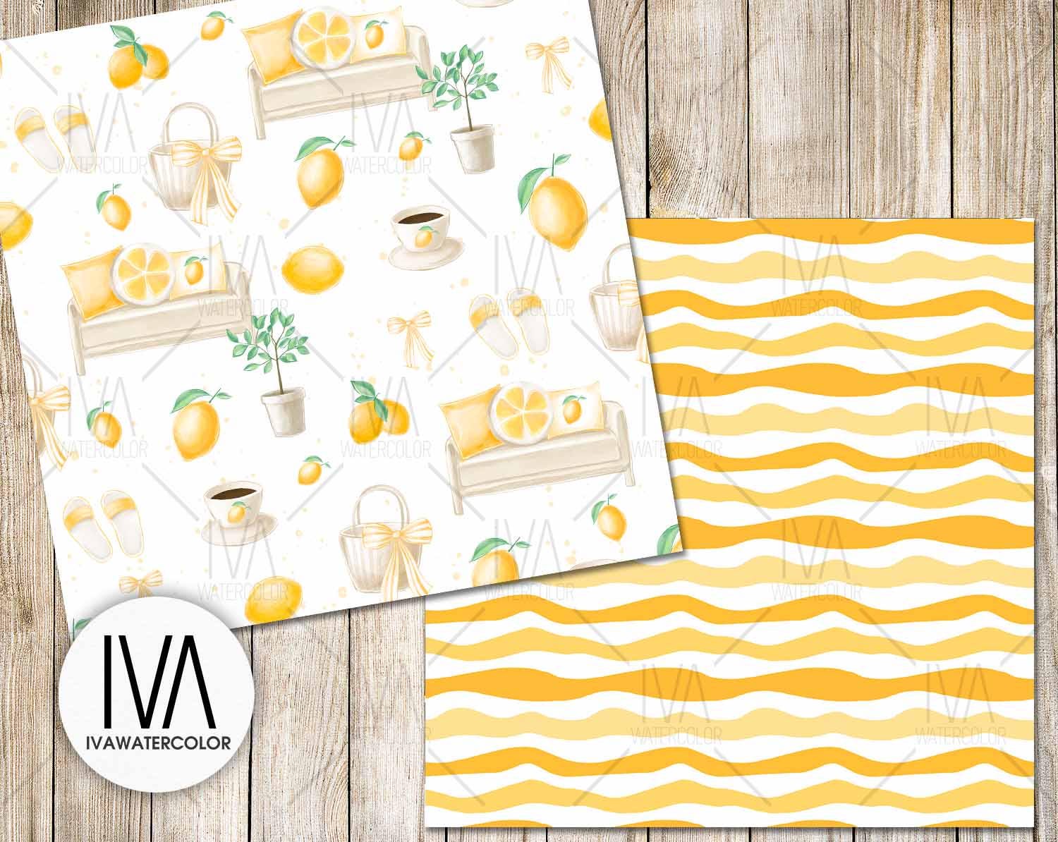 Lemon Seamless Pattern, Yellow Digital Paper Lemon Tree, Scrapbook ...