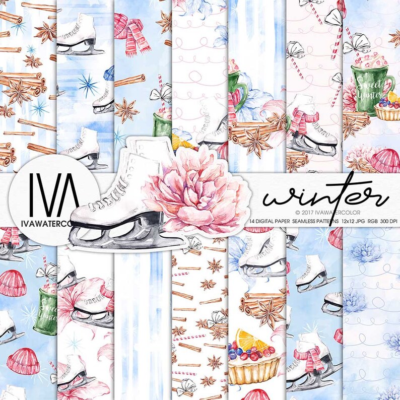 Christmas Time, Winter Seamless Pattern Digital Paper, Fashion ...