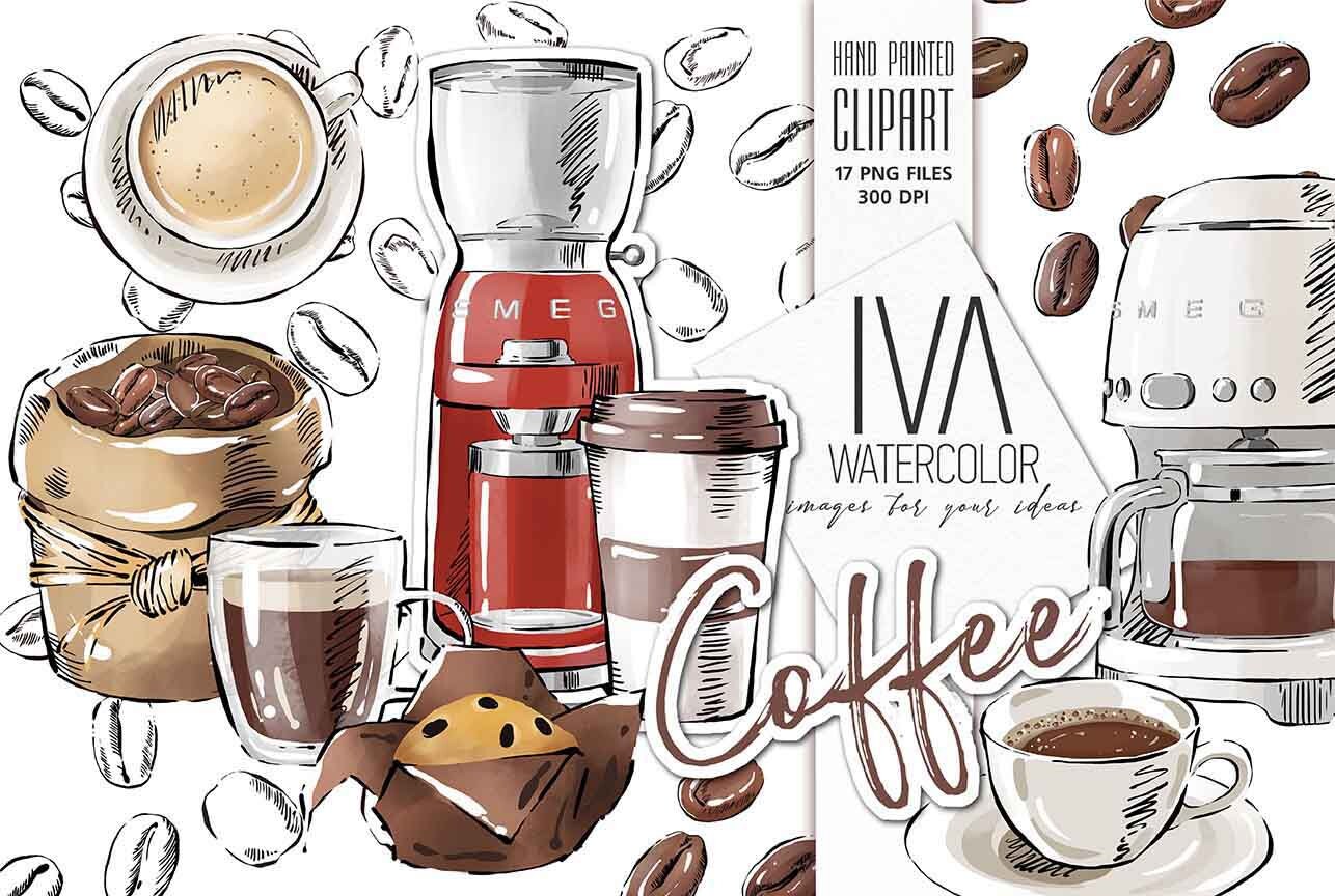 Digital Coffee Time Clipart, Coffee Printable, Planner Stationery ...