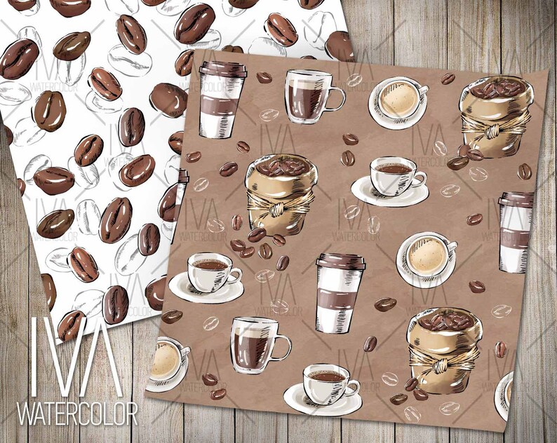 Coffee Time Digital Paper Pack - Coffee Grinder, Seamless Culinary ...