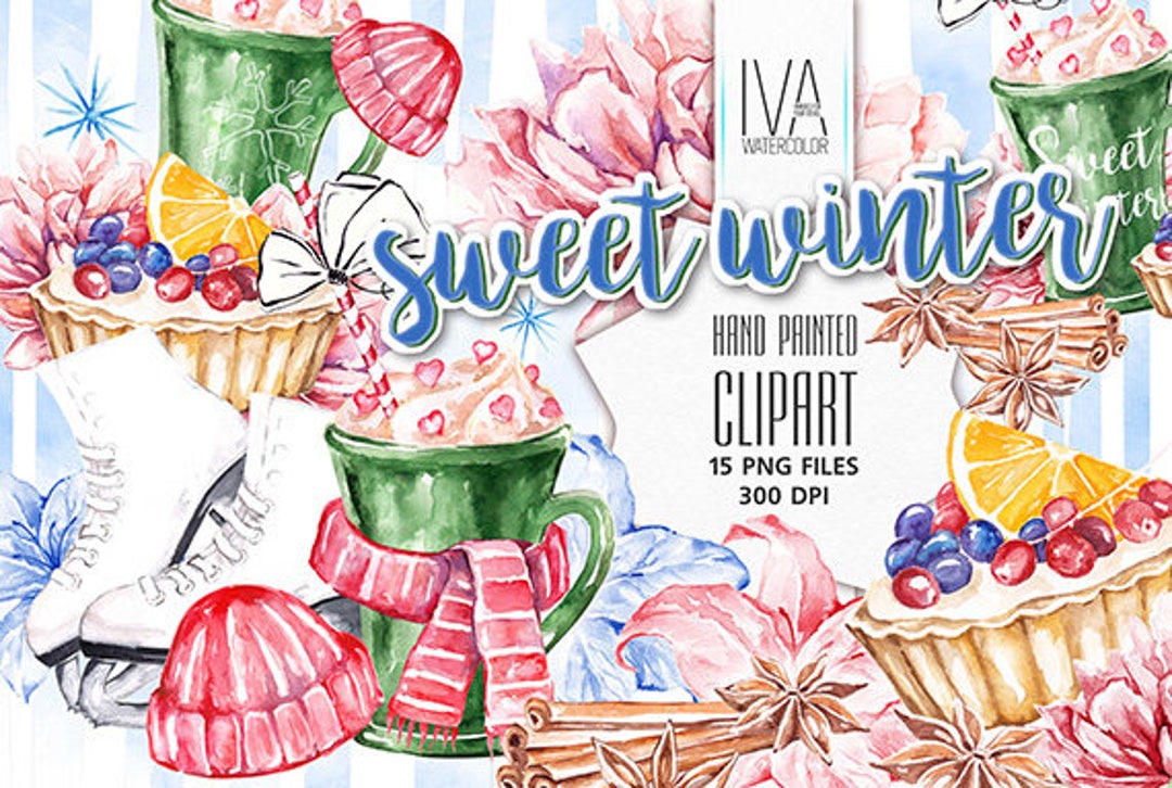 Winter Clipart, Ice Skate Clipart, Christmas Clipart, Winter Watercolor ...
