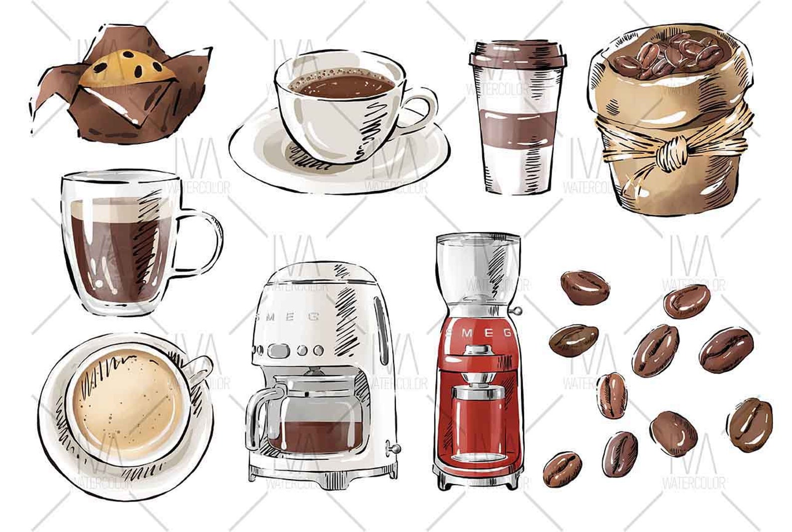 Digital Coffee Time Clipart, Coffee Printable, Planner Stationery ...