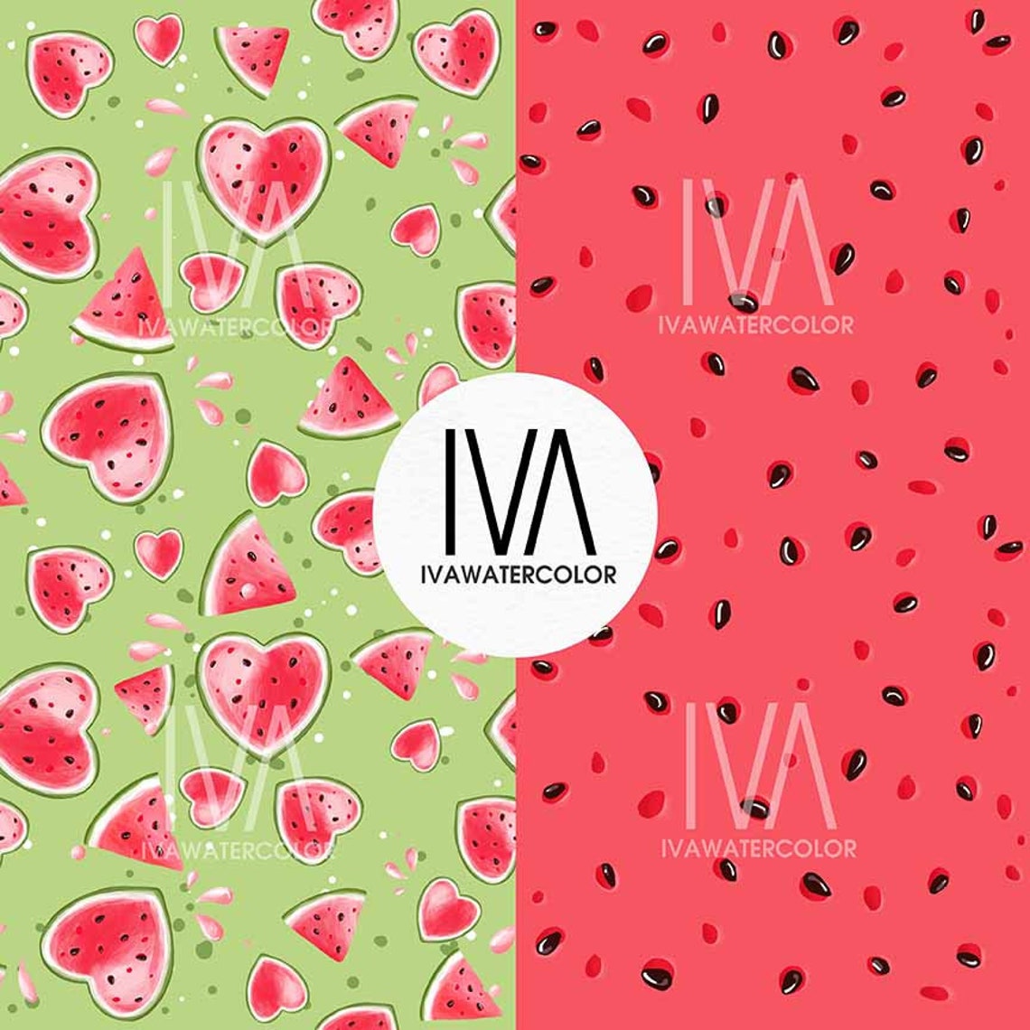 Watermelon Seamless Pattern Background Summer Patterns & Fruit Digital ...
