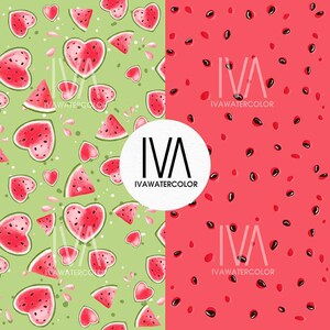 Watermelon Background Digital Paper - Seamless Summer Patterns & Fruit ...