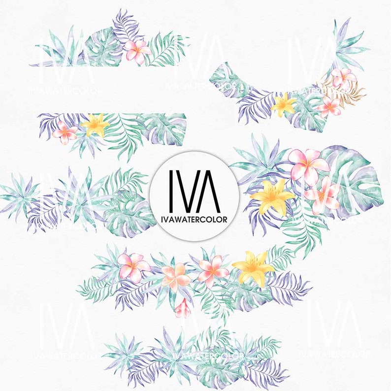 Flamingo Summer Clipart Tropical Set, Flamingo and Leaf Patterns - Etsy