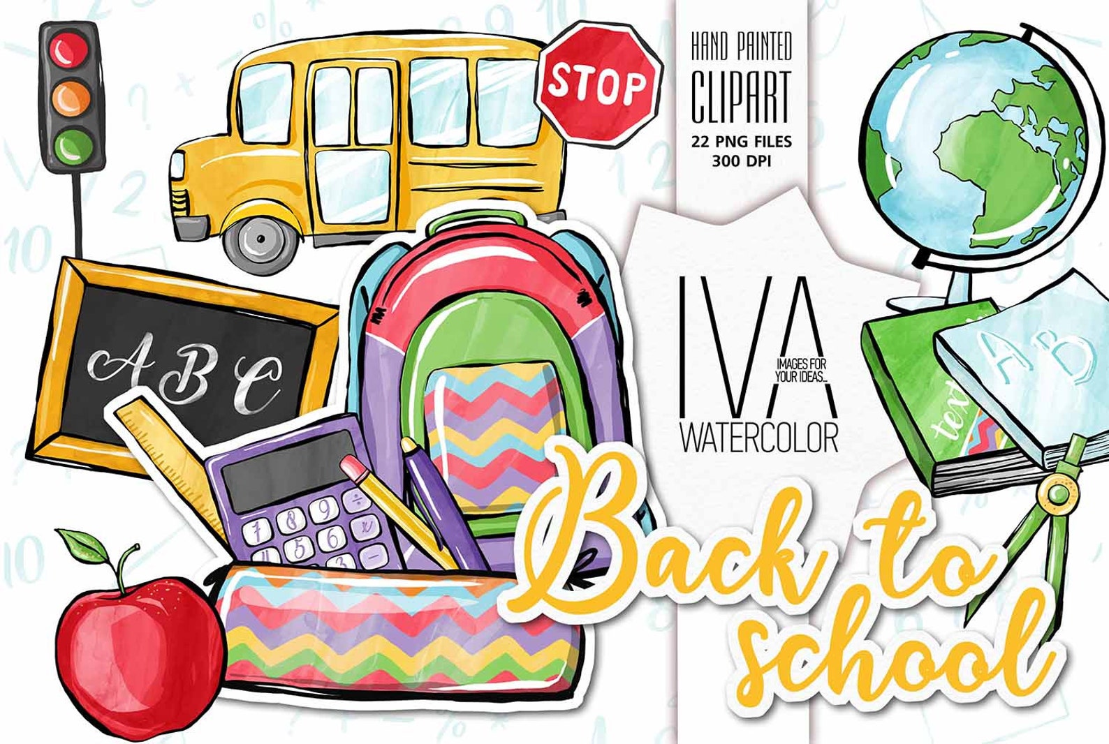 Back to school Clipart School Bus Clipart School Bag | Etsy