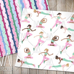 Fitness Digital Paper Pack, Yoga, Pilates, GYM Digital Paper, Fitness ...