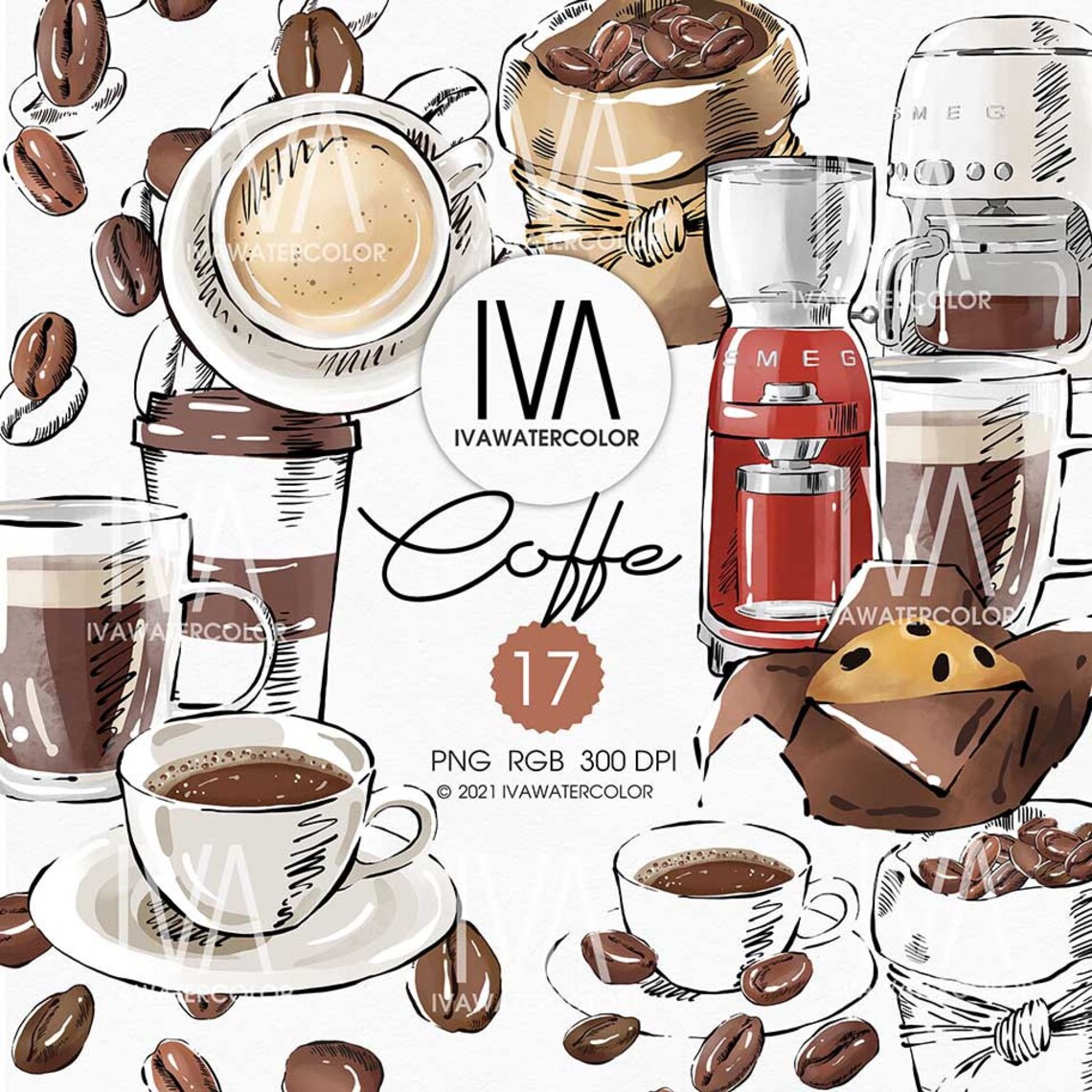 Digital Coffee Time Clipart, Coffee Printable, Planner Stationery ...