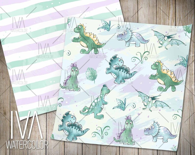 Dinosaurs Kids Digital Paper Rainbow Seamless Pattern - Etsy