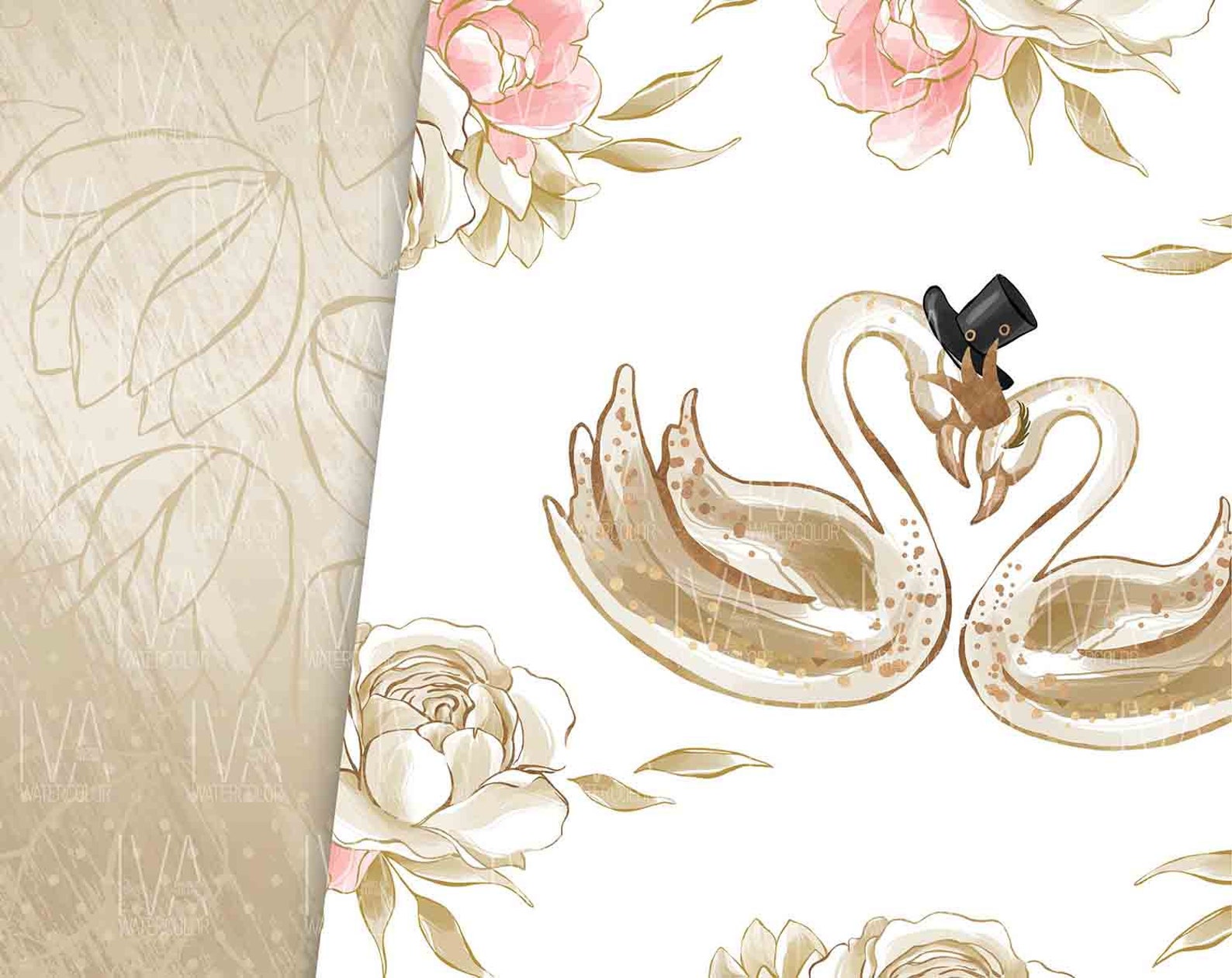 Wedding Digital Paper, Floral Digital Paper Pack, Romantic Flowers ...