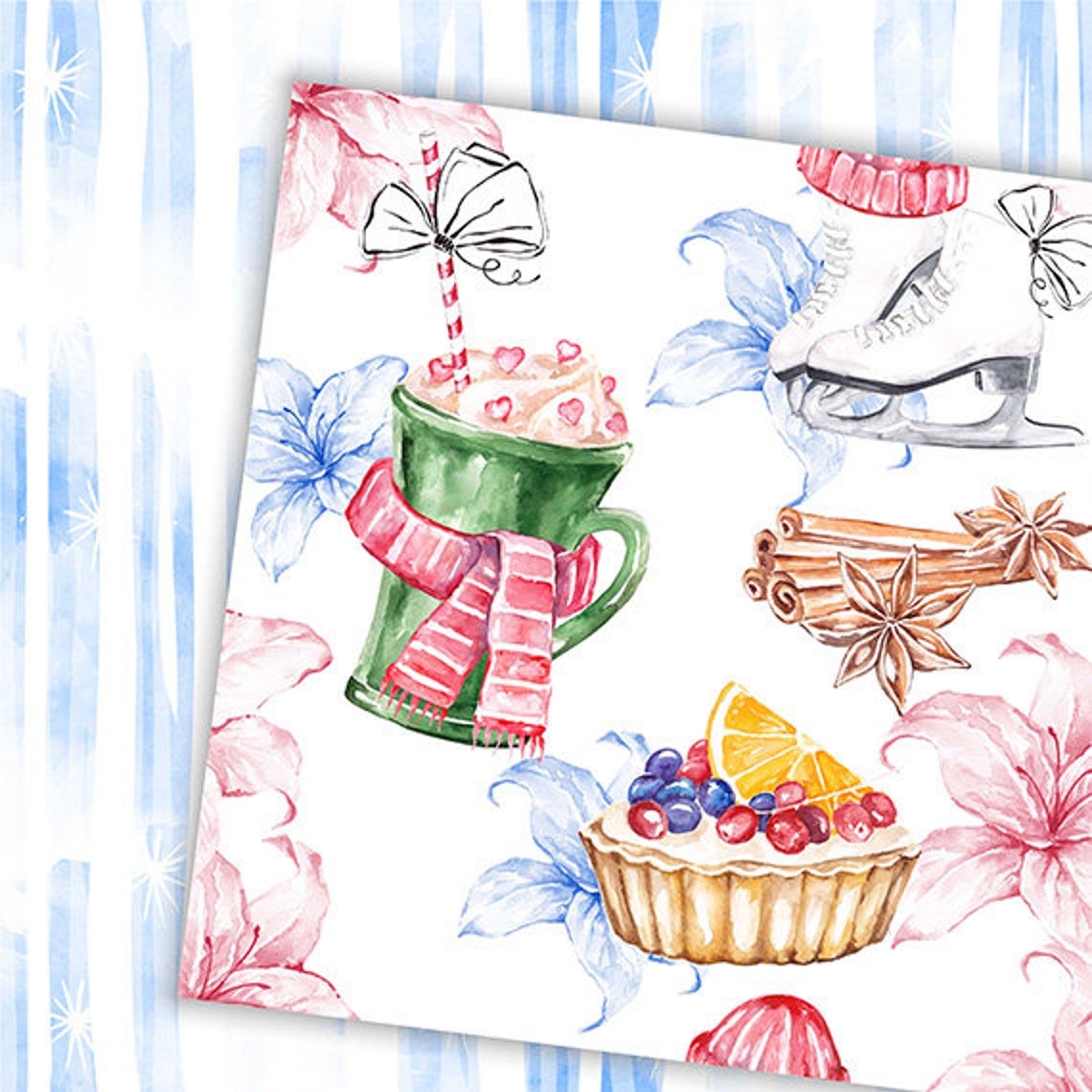 Christmas Time, Winter Seamless Pattern Digital Paper, Fashion ...