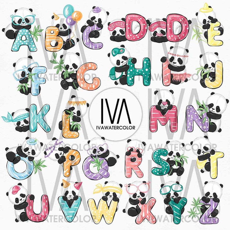 Unique Alphabet Patterns, ABC Letters Printable Clipart, Cute Panda ...