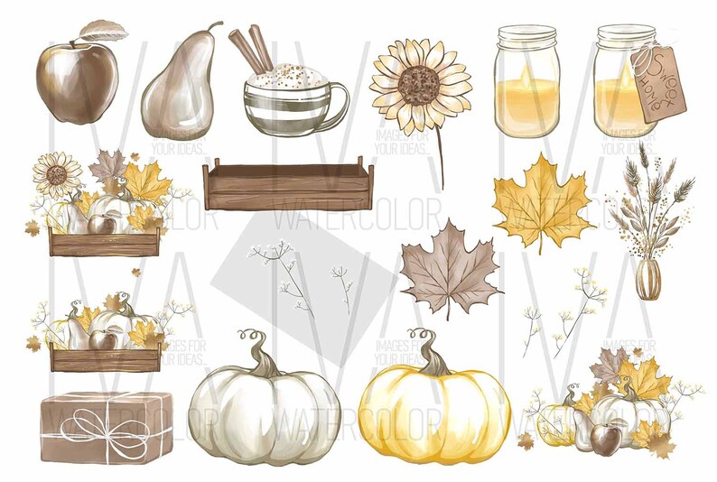 Thanksgiving Clip Art Set, Pumpkin Pattern, Thanksgiving at Home ...