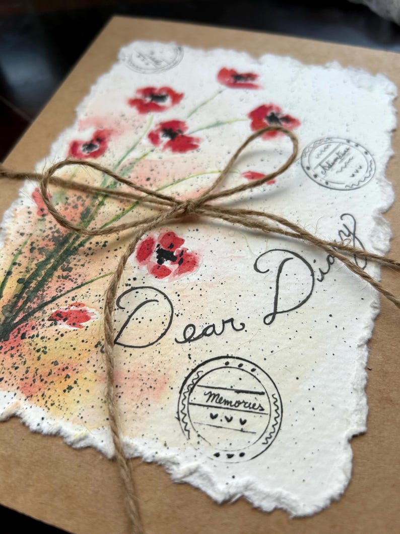 Floral Diary, Botanical Journal, Cursive Journal, Hand Painted Book ...