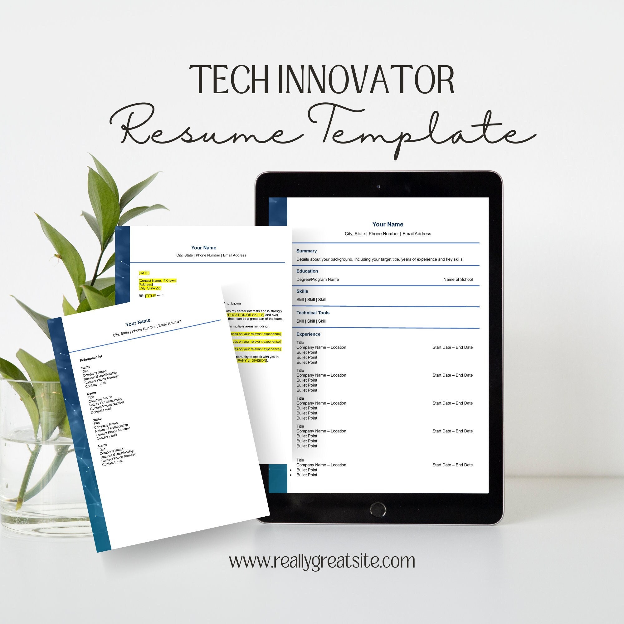 Professional Technology Resume Ats-compatible CV Design Editable Word ...