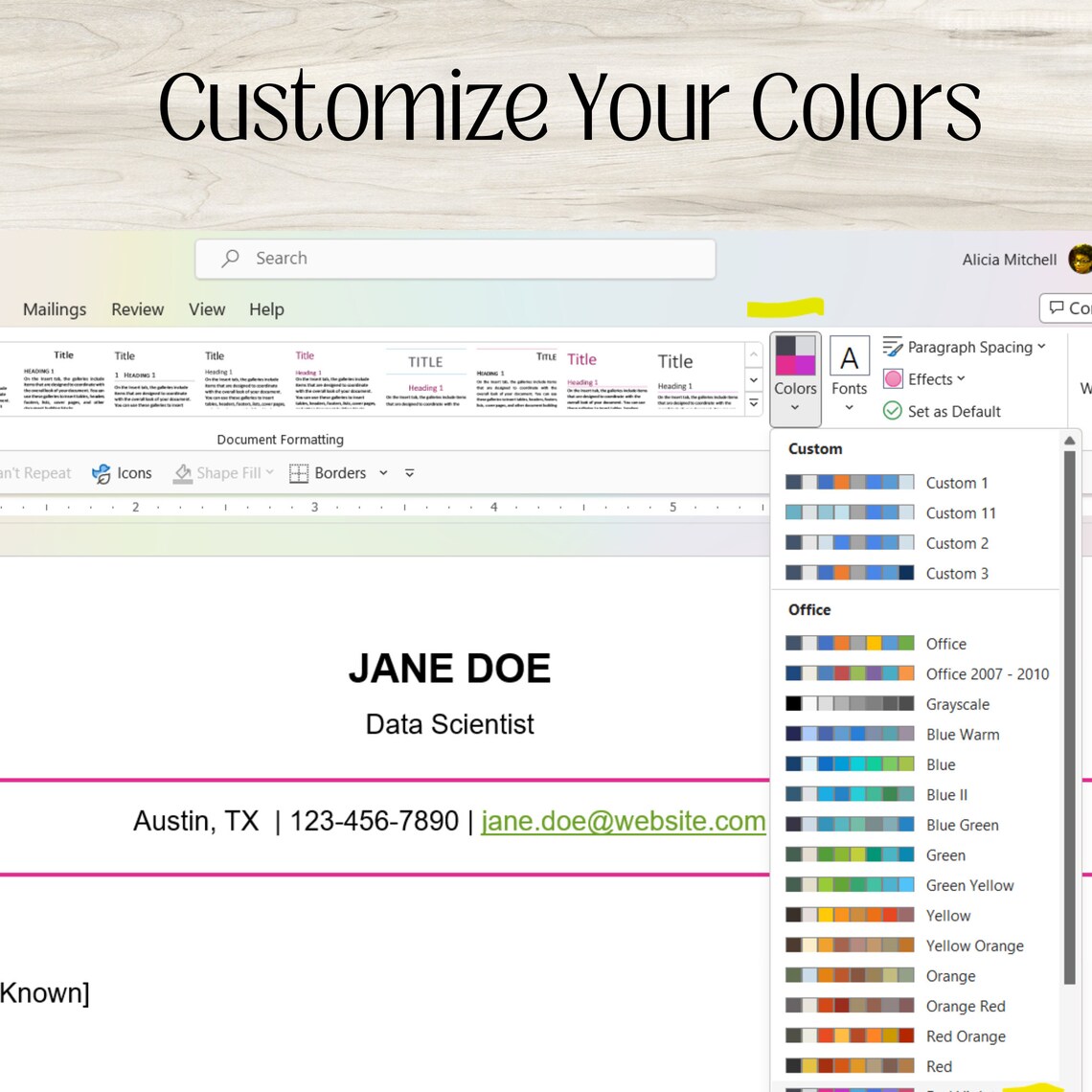 Resume Template ATS Modern Design With Color Gradients One & Two Page ...