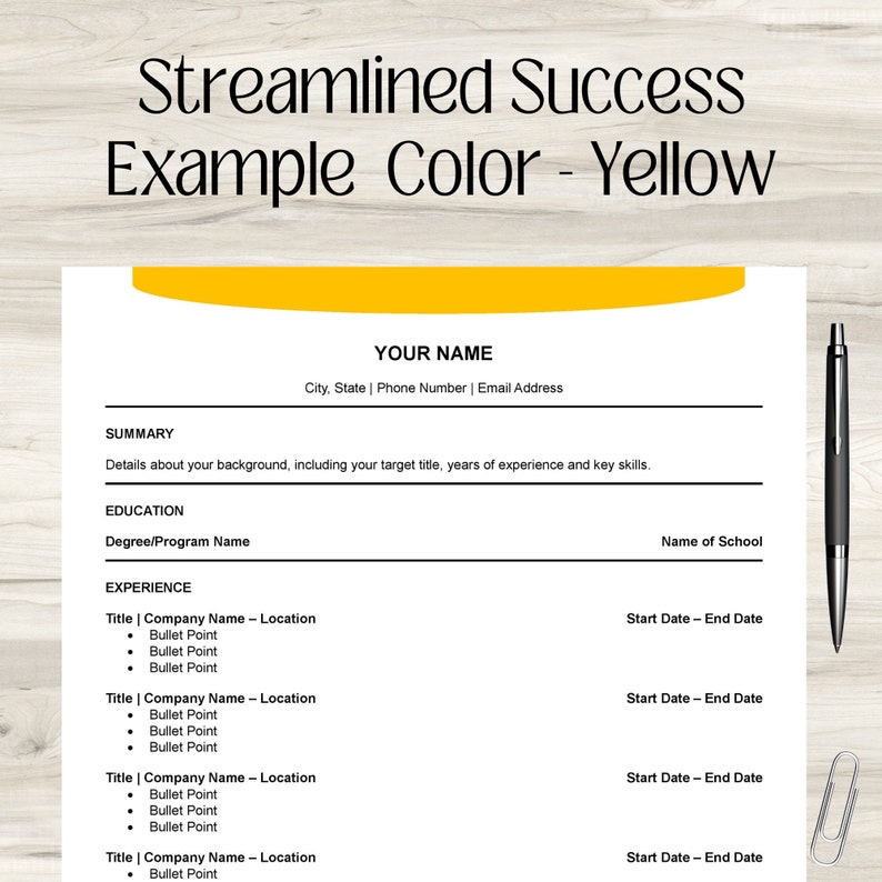 Streamlined Success Resume Template | Ats-friendly Professional Design ...