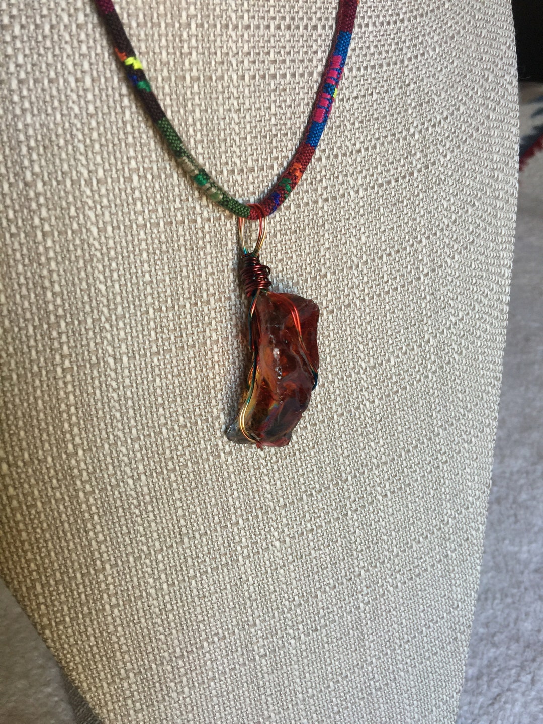 Rainbow Andara With Ethnic Cloth Necklace, Salsa Theme. - Etsy