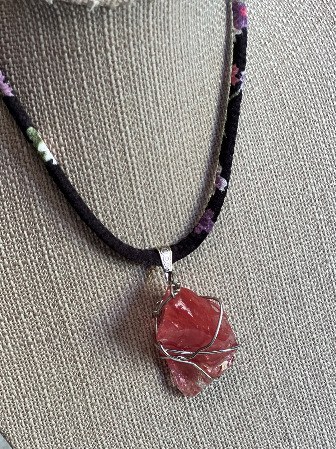 Strawberry Red Andara With a Cloth Ethnic Necklace Japanese Design, 16 ...