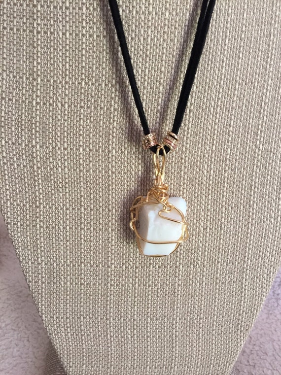 Luminescent White Andara With a Black Suede 22 Inch Necklace | Etsy