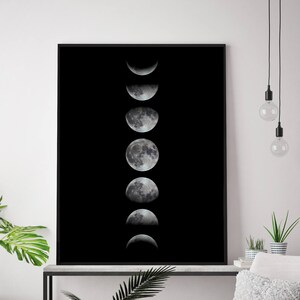 Moon Phase Print, Moon Phase Wall Art, Moon Phases Art, Affiche ...