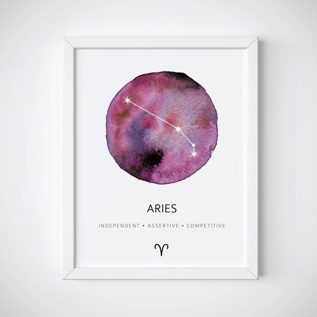 Aries Constellation Art Print, Aries Print, Aries Watercolor Print ...