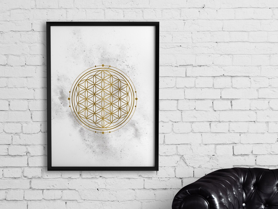 Flower of Life Print, Sacred Geometry Print, Gold Foil Decor, Sacred ...
