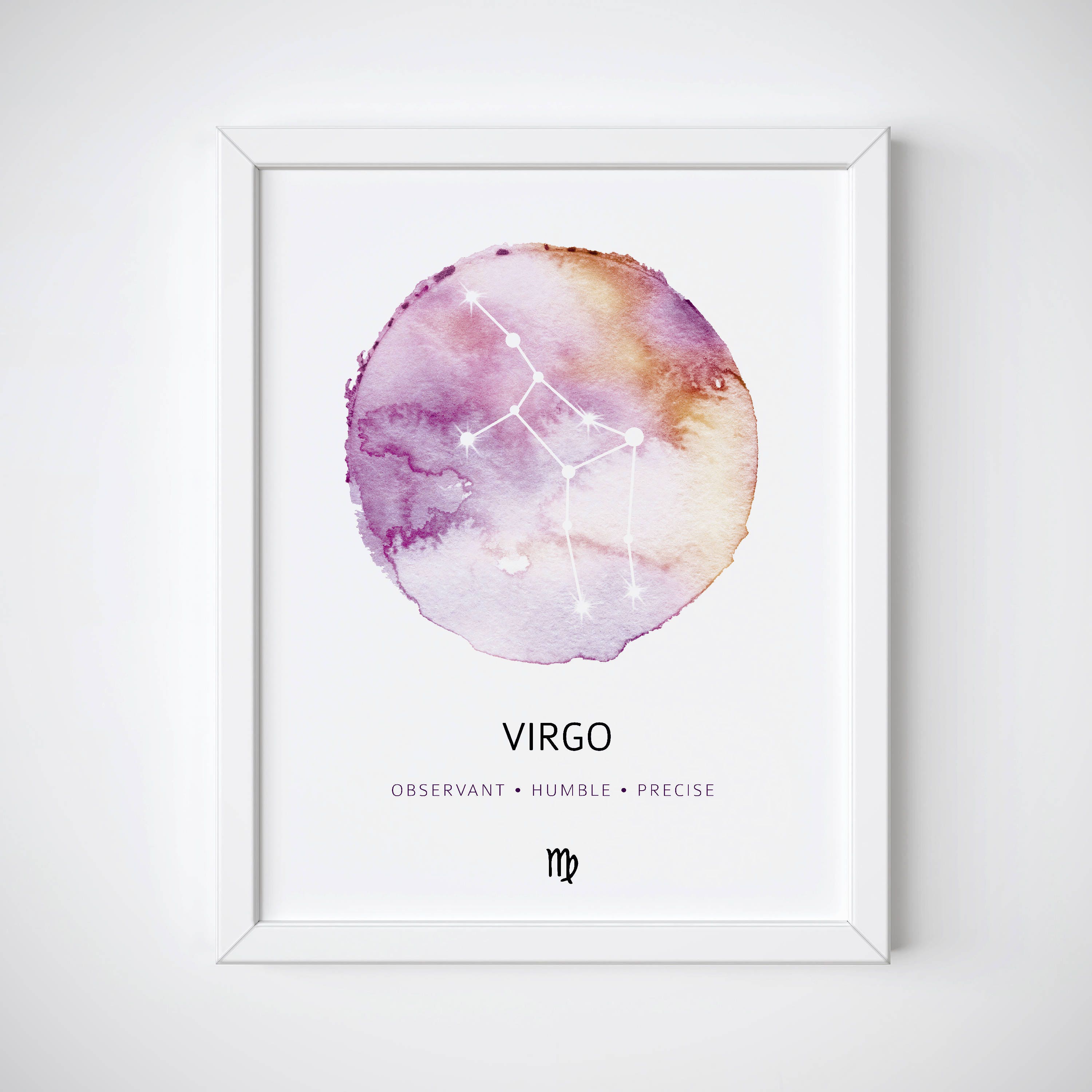 Virgo Constellation Poster, Virgo Watercolor, Virgo Print, Zodiac ...
