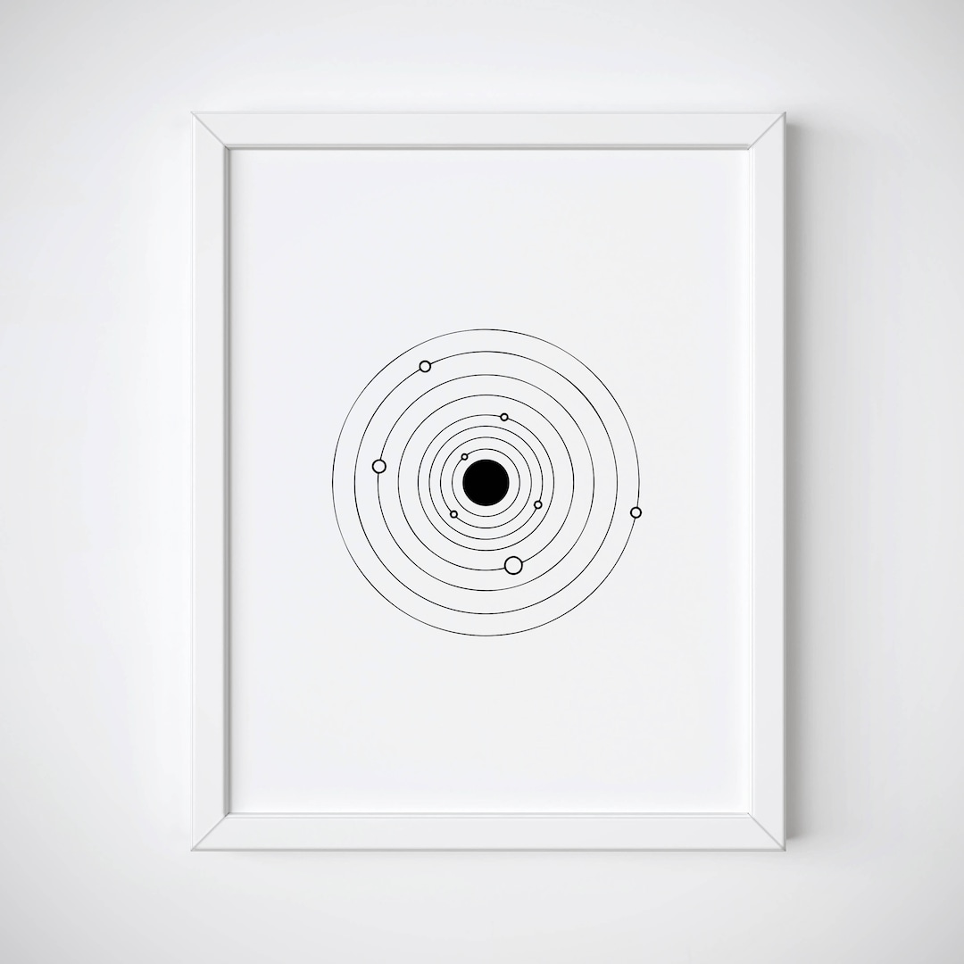 Solar System Print, Galaxy Line Art Print, Tumblr Room Decor, Celestial ...