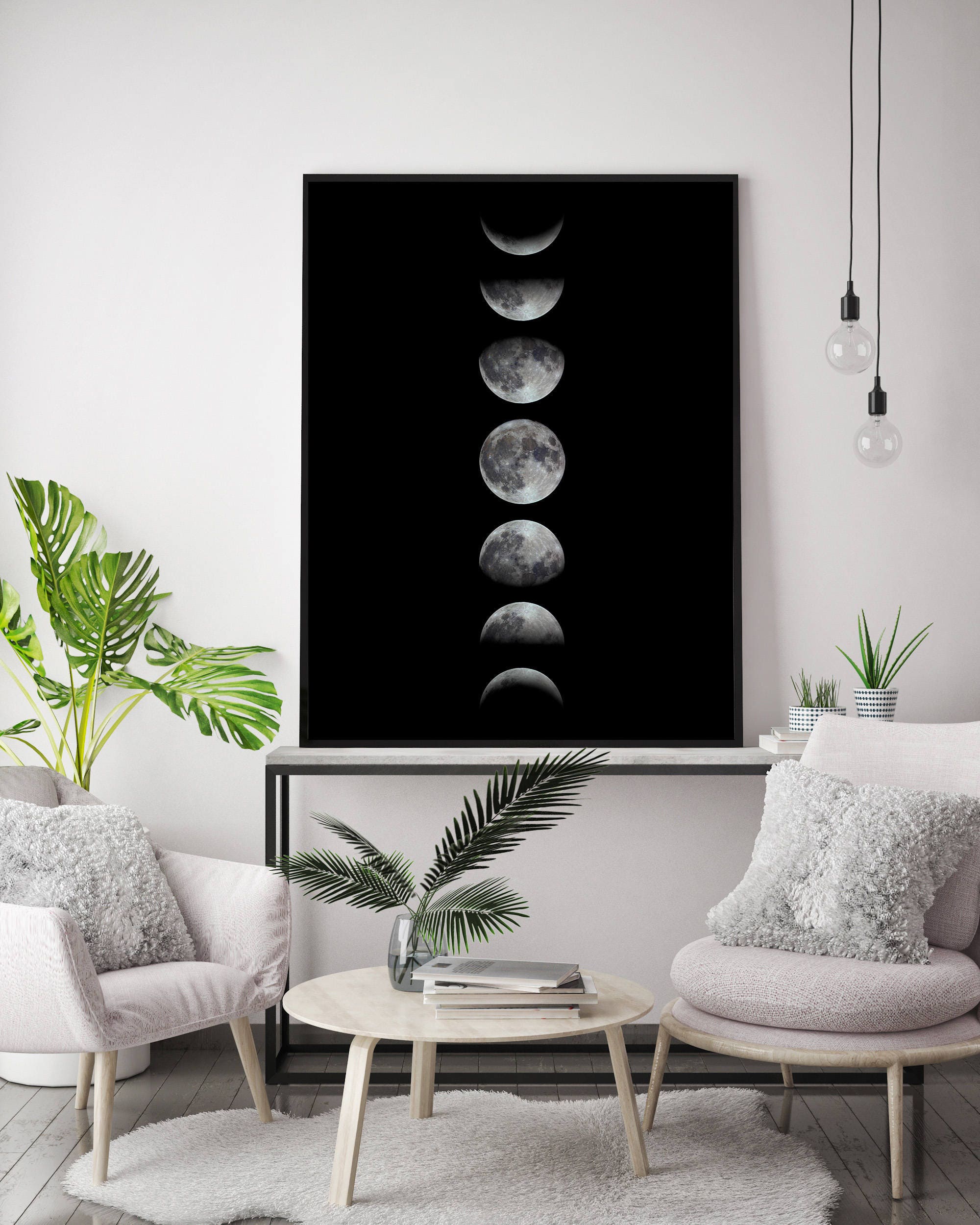 Moon Phase Print Moon Phase Wall Art Moon Phases Art - Etsy