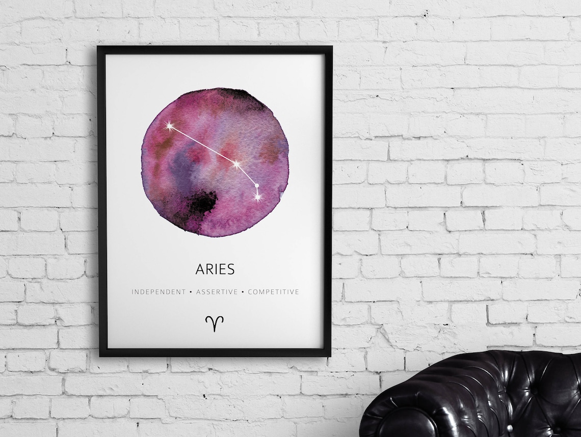 Aries Constellation Art Print, Aries Print, Aries Watercolor Print ...