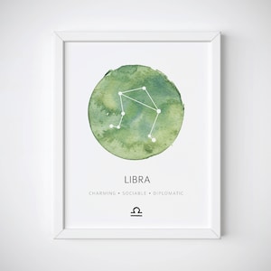 Libra Constellation Poster, Libra Constellation Watercolor, Nursery ...