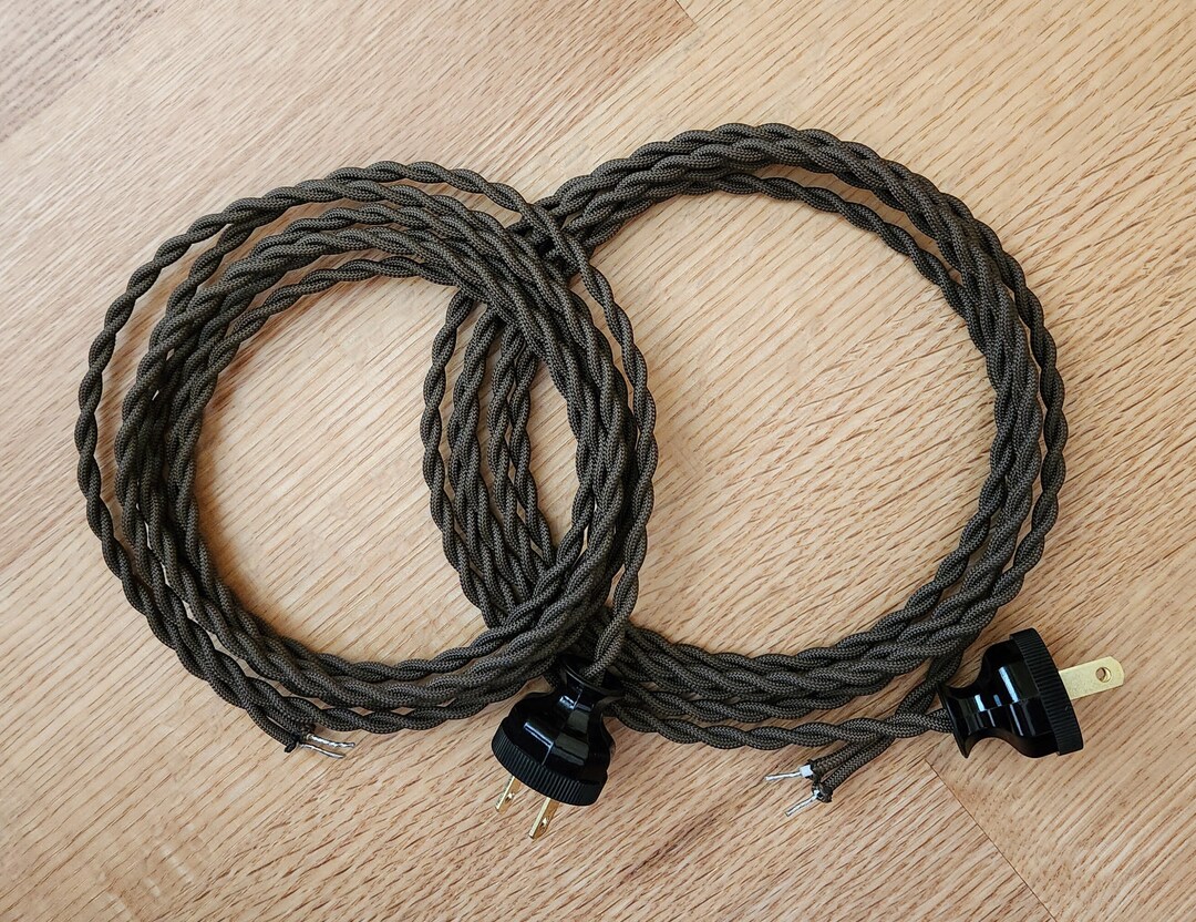 Two 8 Brown Twisted Lamp Cord Sets With Antique Style Brown Plugs - Etsy