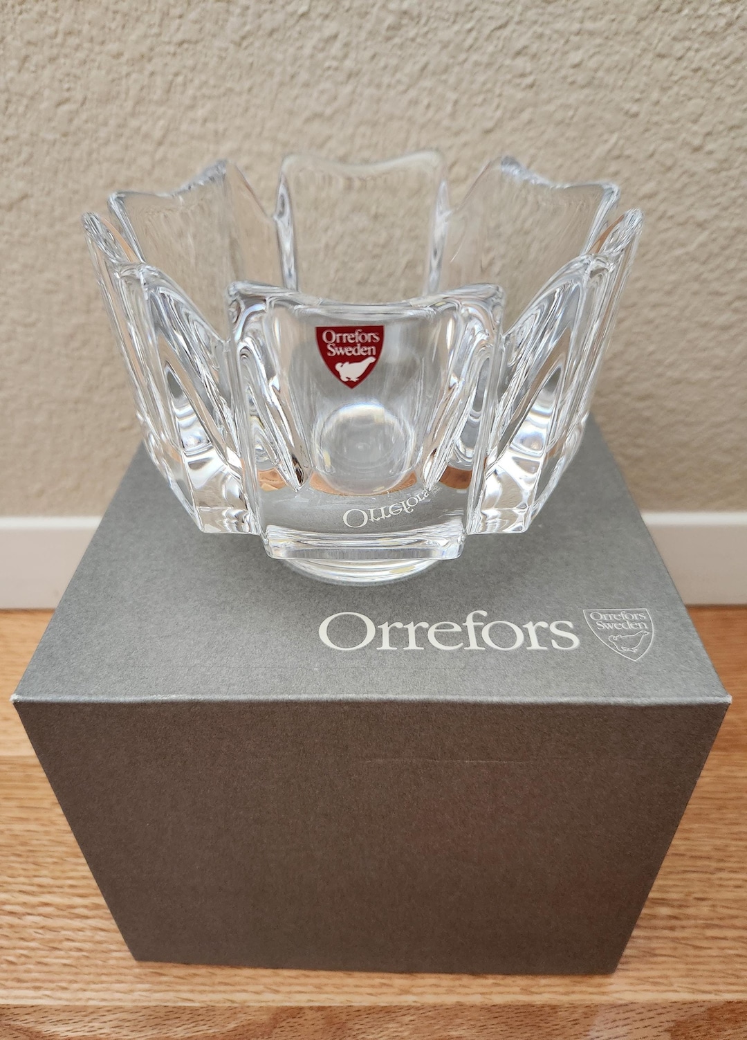 Orrefors Sweden Signed Crystal Corona Bowl 4384/32 With Original Label ...