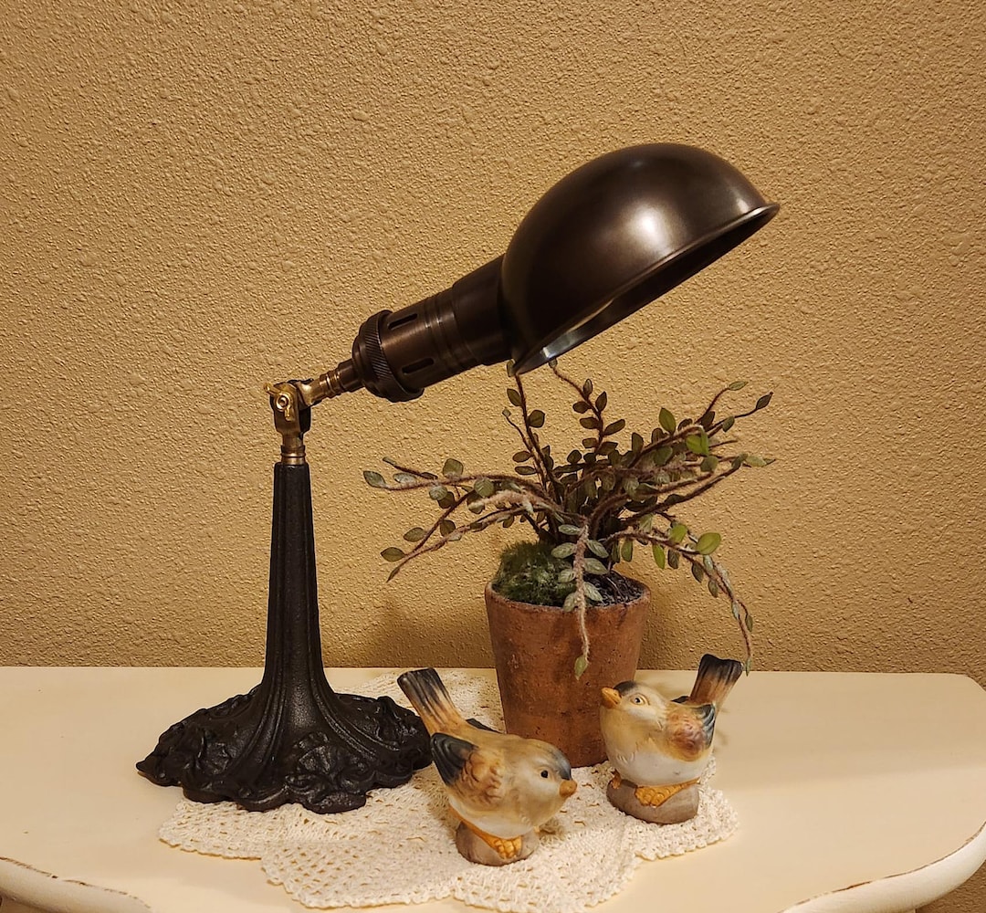 Vintage Art Nouveau Style Cast Iron Lamp Base With Small Parabolic ...