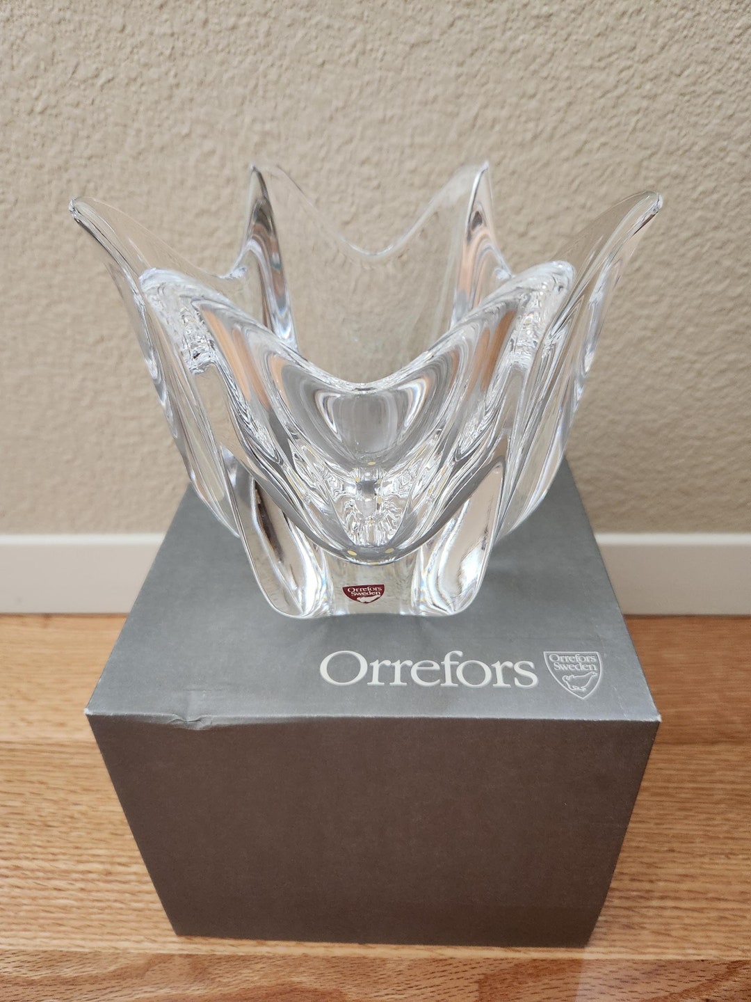 Orrefors Sweden Signed Crystal Belle Bowl 4540/12 With Original Label ...