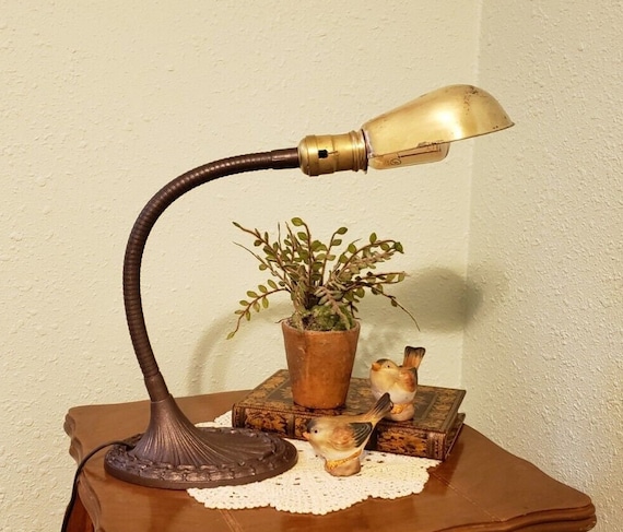 1930's Vintage Greist Gooseneck Desk Lamp With Brass Lamp - Etsy
