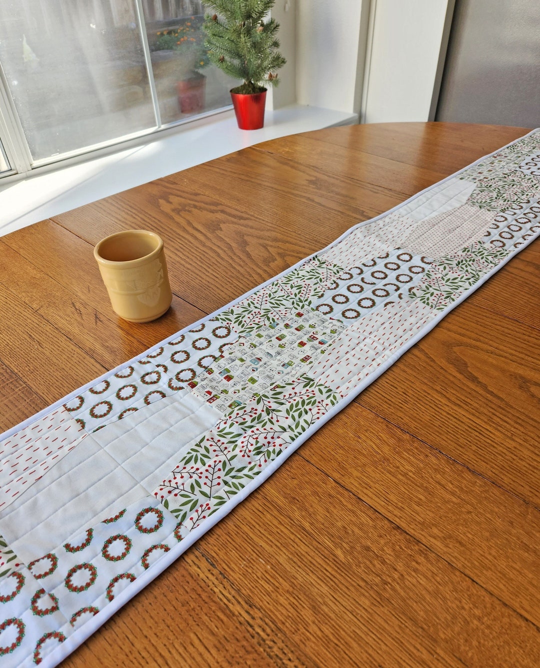 White Christmas Table Runner, Christmas Table Decor in White and Mini ...