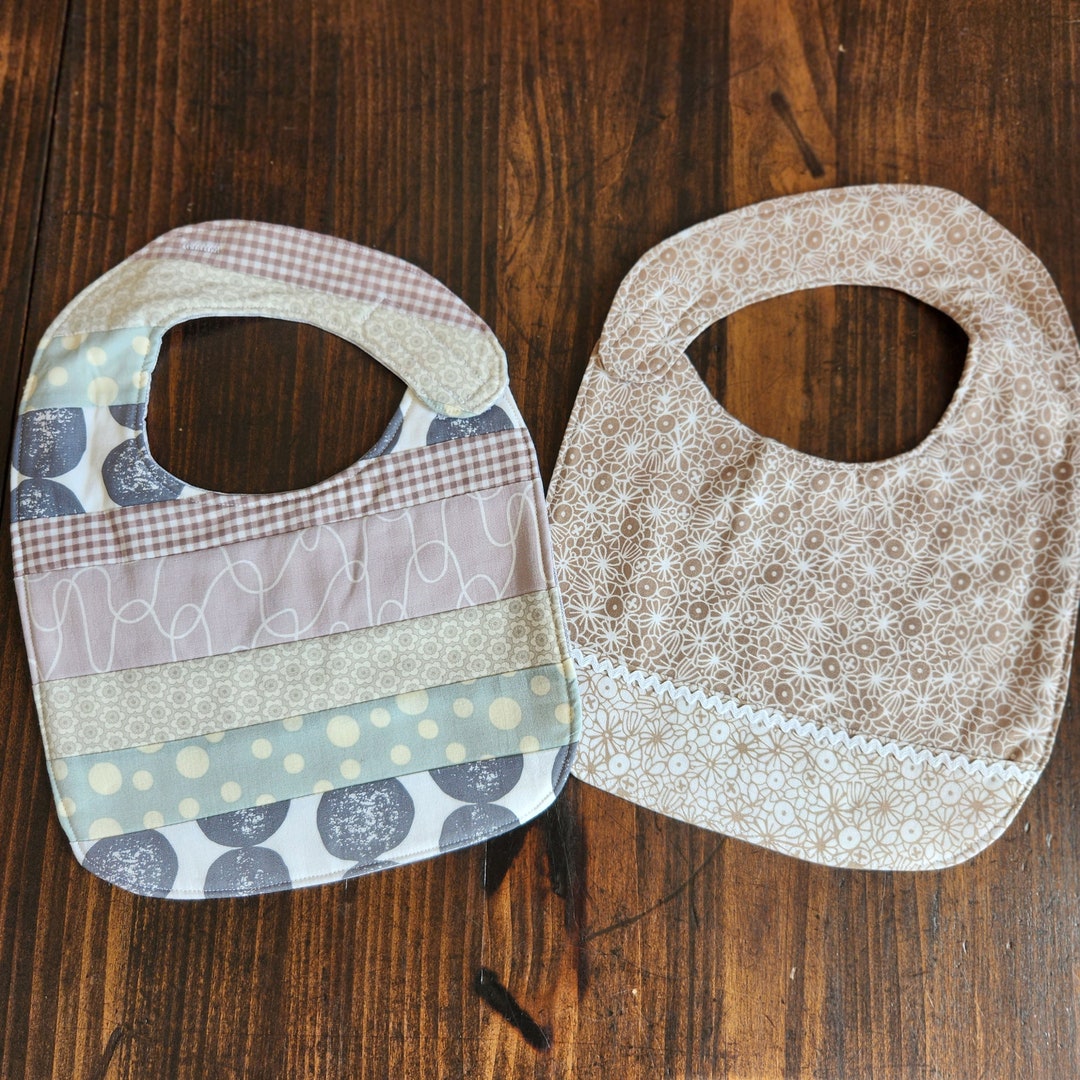 Neutral Bib Set Quilted Cotton Bibs Handmade Cotton Bibs - Etsy