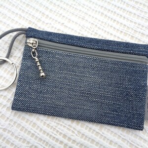 Key Chain Ring Denim Coin Purse Flat Card Wallet Small - Etsy