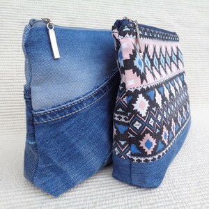 Makeup Bag, Cosmetic Bag, Zipper Pouch, Jeans Makeup Case, Zipped ...