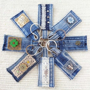 Keychain, Upcycled Denim Key Fob, Keepsake, Lucky Charm, Small Gift for ...